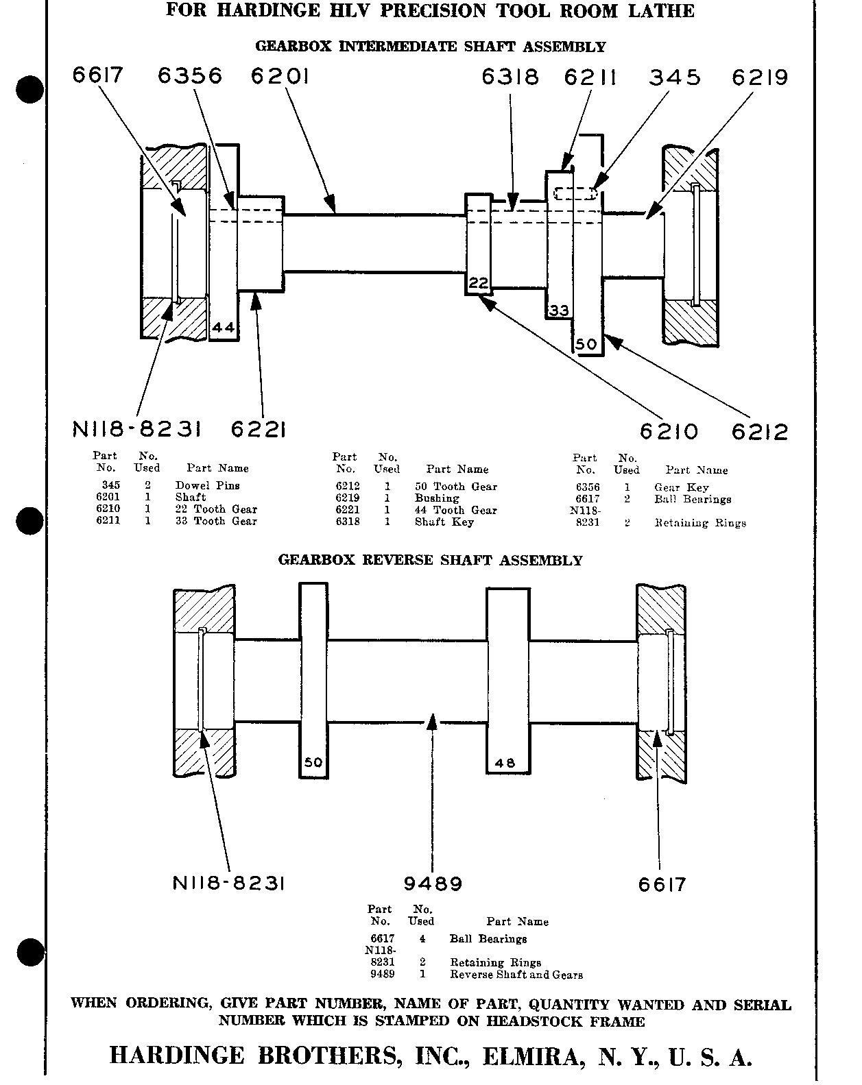 Hardinge HLV Parts List